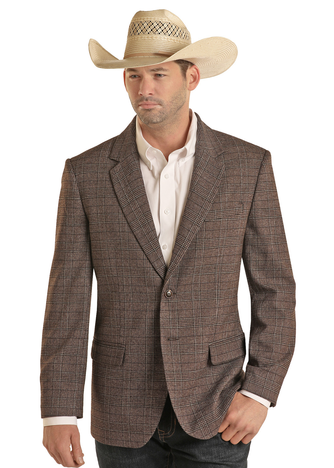 Men's Rock & Roll Sports Coat, Brown Plaid - Chick Elms Grand Entry ...
