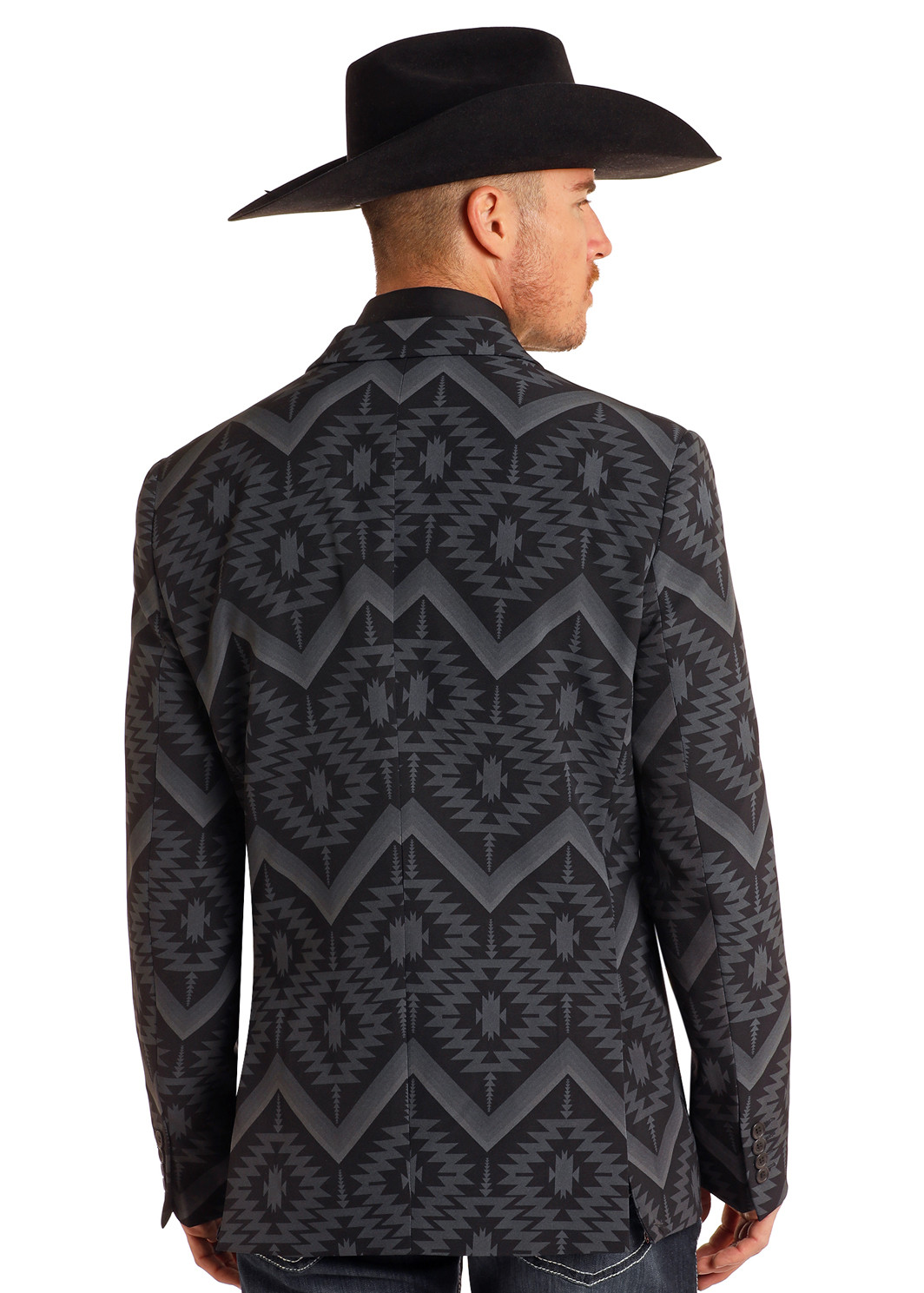 Men's Rock & Roll Sports Coat, Black and Gray Aztec - Chick Elms Grand ...