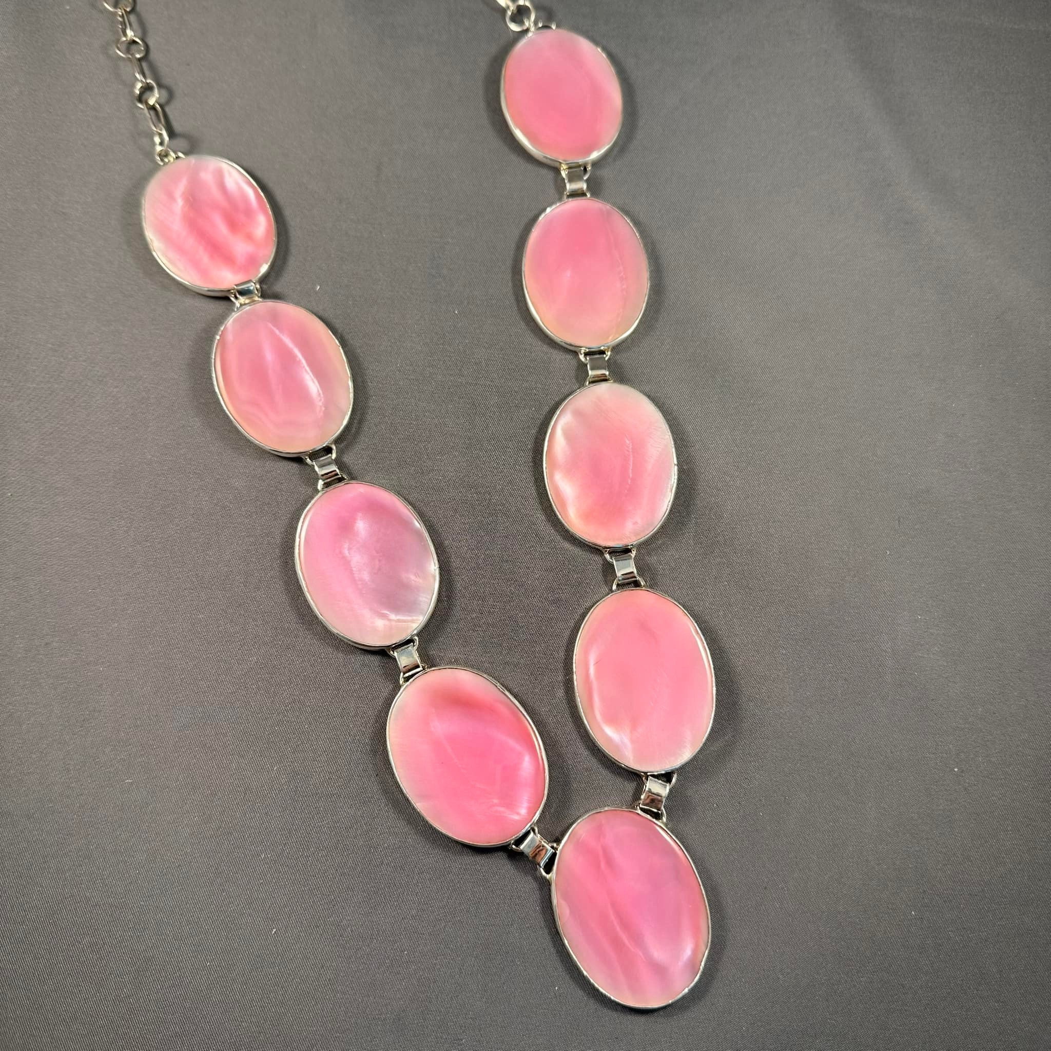Boho Sol Necklace, Large Oval Pink Conch Stones - Chick Elms Grand ...