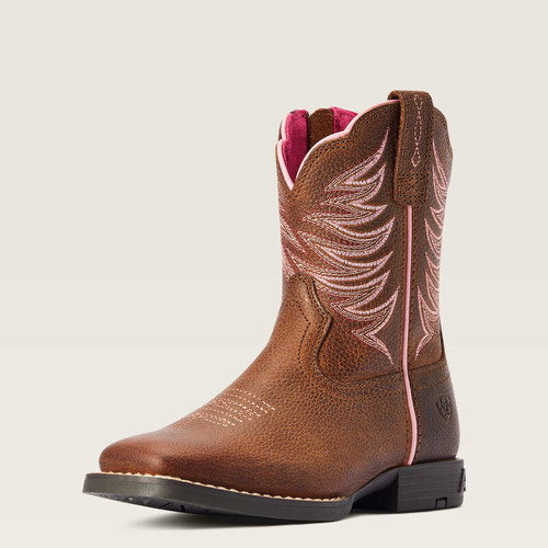 Girls Ariat Boots, Firecatcher, Side Zip, Dark Brown with Pink and ...
