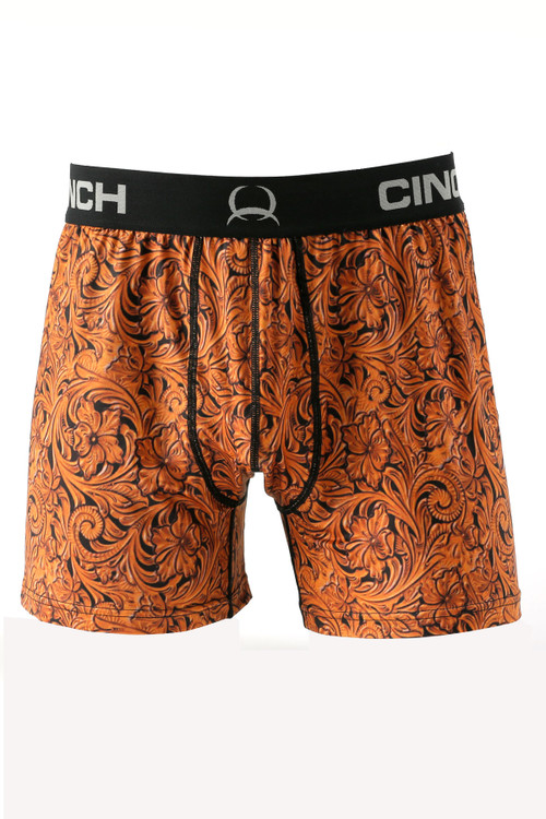 Men's Cinch Boxers, 6" Loose Fit, Tooled Leather Print - Chick Elms ...