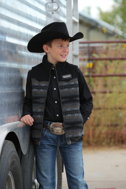 Boys Cinch Vest, Black Aztec - Chick Elms Grand Entry Western Store and ...