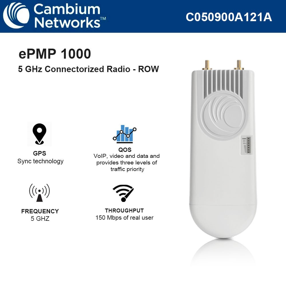 Cambium ePMP 1000 5 GHz Connectorized Radio 2x2 MIMO-OFDM and 150 Mbps ...