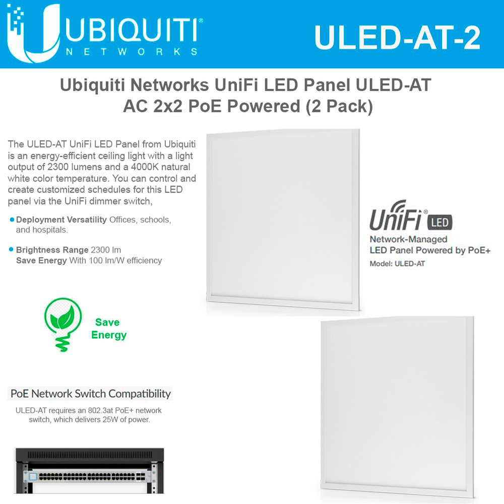 Ubiquiti LED Panel ULED-AT-2 AC 2x2 PoE Powered (2-Pack)