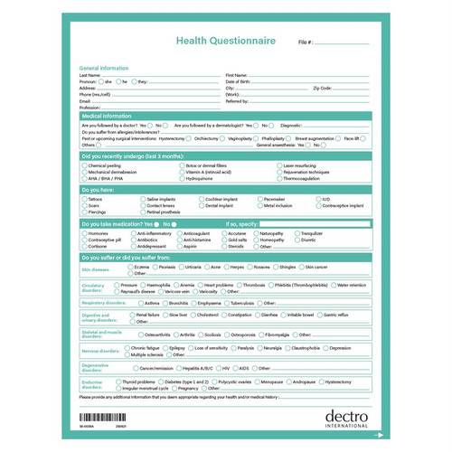 HEALTH | QUESTIONNAIRE - Aesthetics Systems