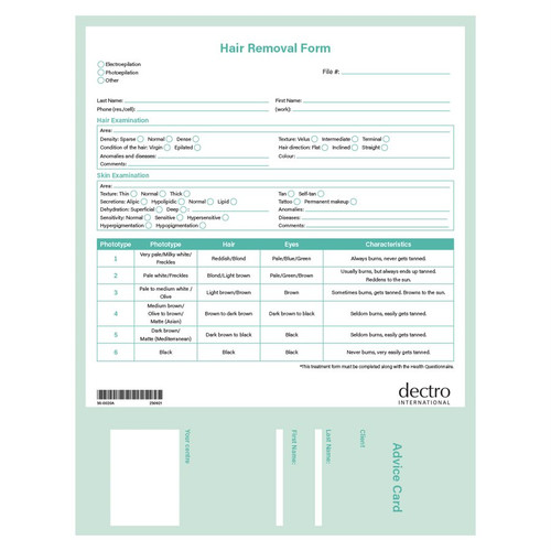 CLIENT INDEX CARD | HAIR REMOVAL - Aesthetics Systems
