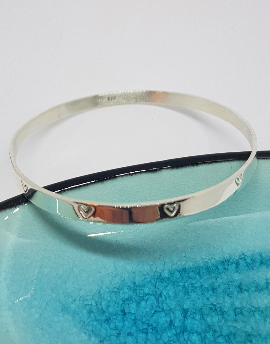 Sterling Silver Heart Bangle