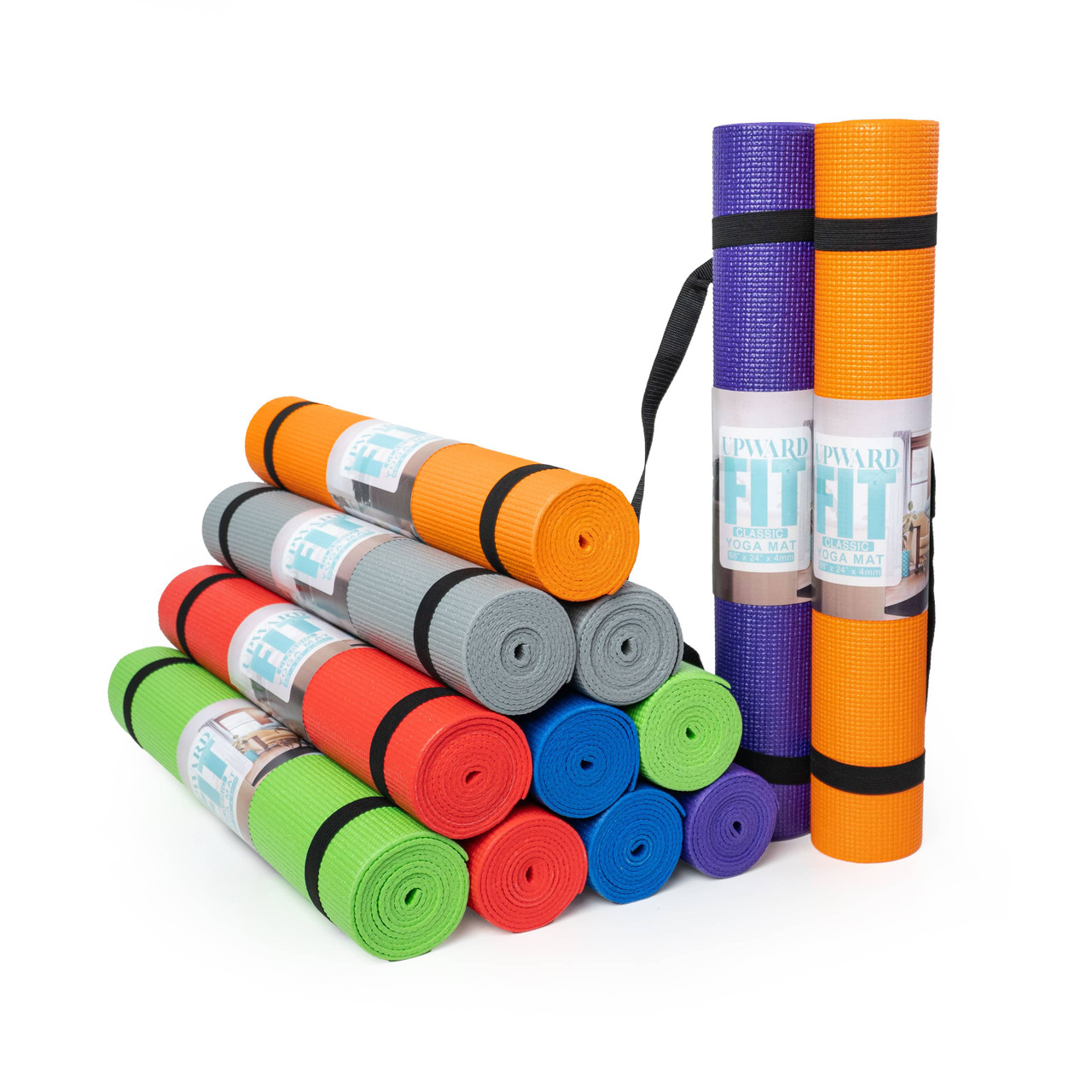 Upward Fit Yoga Mat: 12-Pack (68"x 24"x 4mm) Carrying Straps