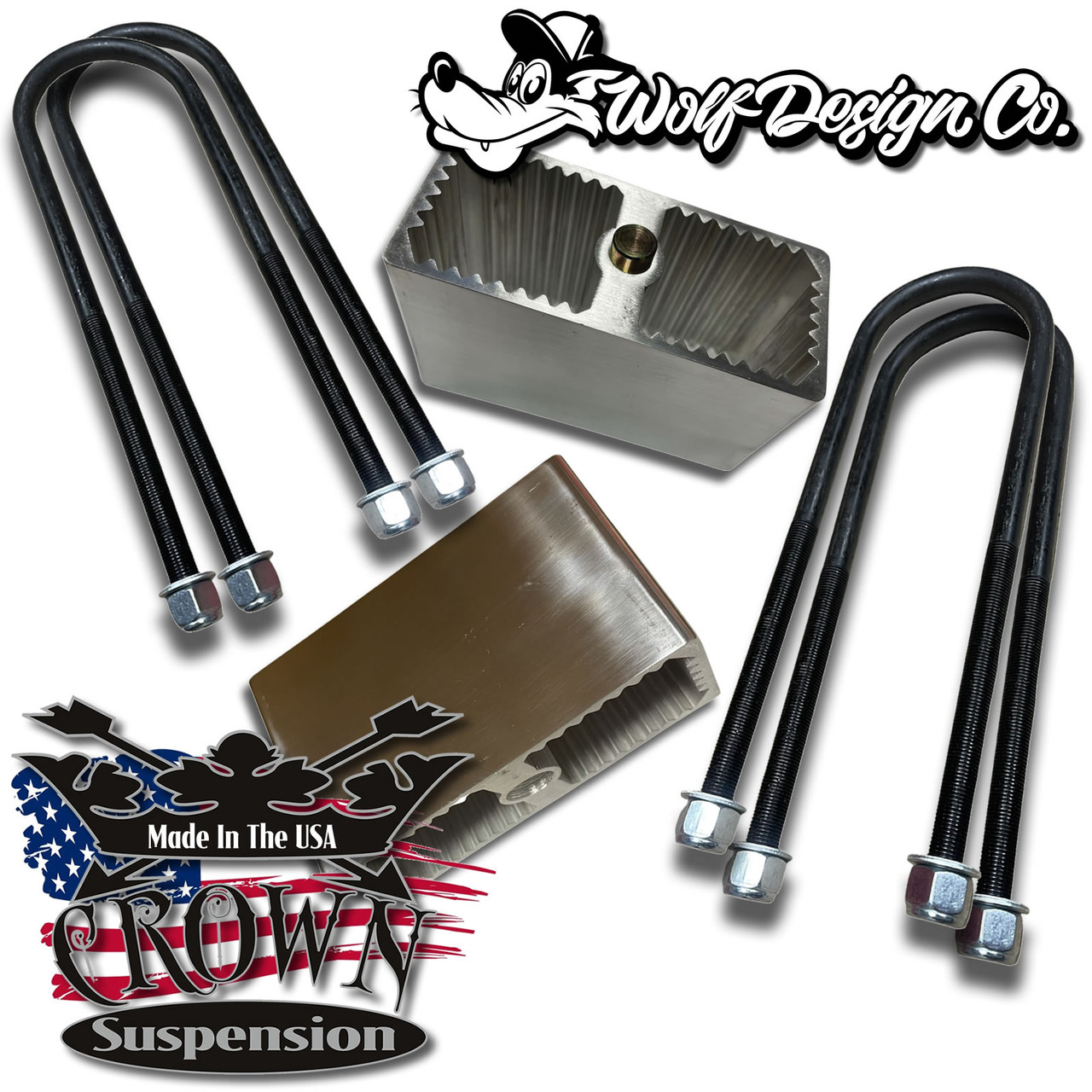 Universal 3" Aluminum Lowering Block Kit W/ U-Bolts