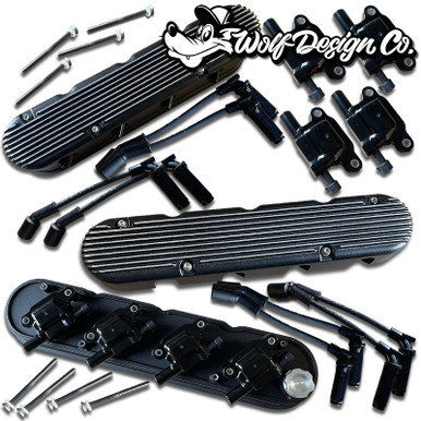 LS Valve Covers Kit 2 Piece Finned Hidden Coil Pack Design LS1 LS2 LS3 ...