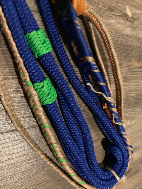 Royal Blue Nylon on Tan Poly Jr Pro 9/7 RH | EPT Bull Ropes