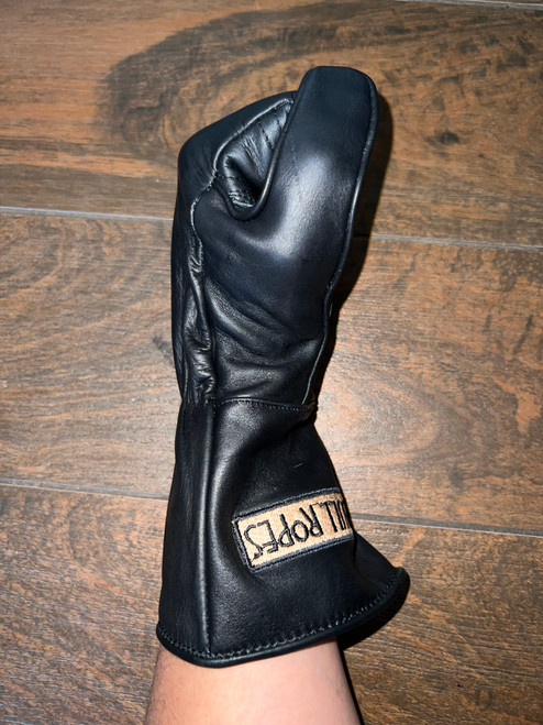 Left-Hand Bull Riding Glove Black Calfskin Leather