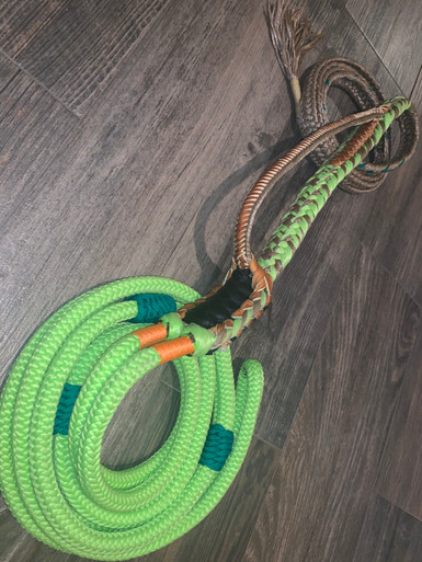 Lime Green Nylon on Tan Poly Pro 9/7 LH 3/4" x 3/4" - EPT Bull Ropes ...