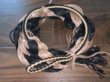 Adult Black Tan Saddle Bronc Rein - Poly 6ft Strap