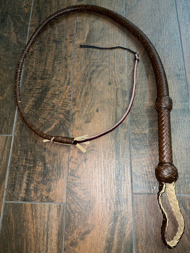 4ft Burgundy Leather Bull Whip, 12-Ply - EPT Bull Ropes