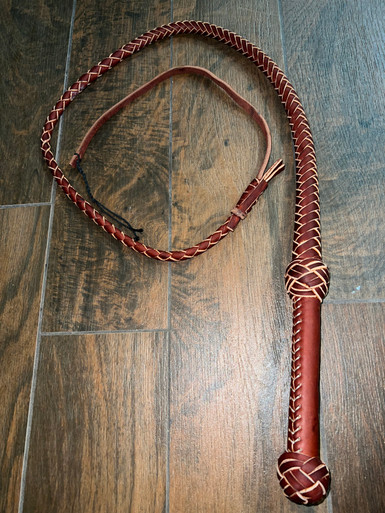 4ft Bourbon Colored Leather Bull Whip - EPT Bull Ropes