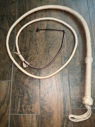 8ft Tan Colored Leather Bull Whip - EPT Bull Ropes