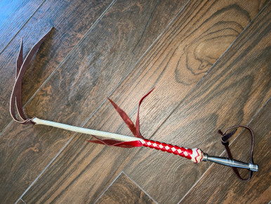 Red Leather Braided Quirt Whip - 5/8" x 22" | EPT Bull Ropes