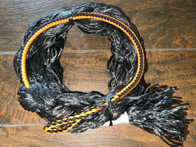 6ft Black Poly Bronc Rein - Black/Orange - EPT Bull Ropes