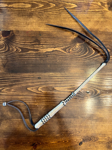 Hand-Braided Tan Leather Quirt Whip - 16" - EPT Bull Ropes
