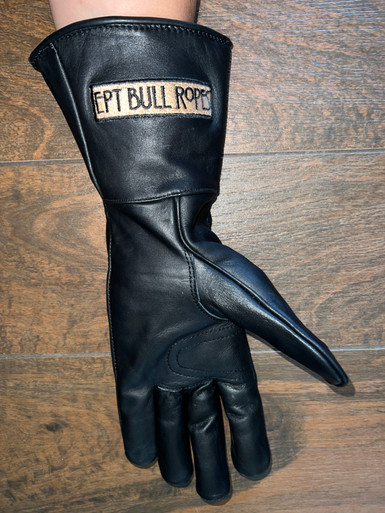Left-Hand Bull Riding Glove Black Calfskin Leather