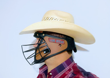 Black Leather Bull Riding Face Mask | EPT Bull Ropes