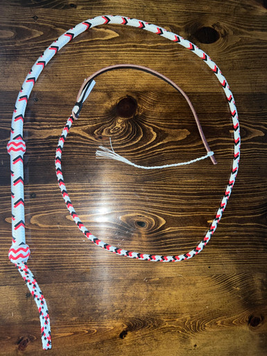 4ft White & Black & Red Paracord Nylon - EPT Bull Ropes