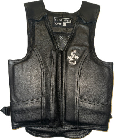 EPT Youth Leather Bull Riding Vest – Black, All Sizes