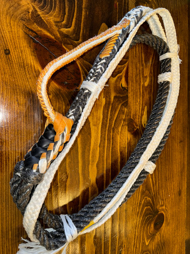 Black White Poly Mini Bull Rope Kids 9/7 RH - EPT Bull Ropes