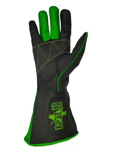 Left Hand Bull Riding Glove - Black/Green Calfskin | EPT Bull Ropes