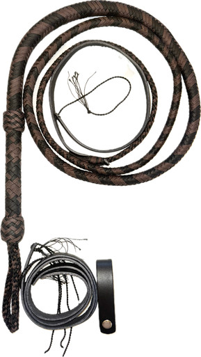 Paracord Black & Brown Bull Whip, 4ft-12ft | EPT Bull Ropes