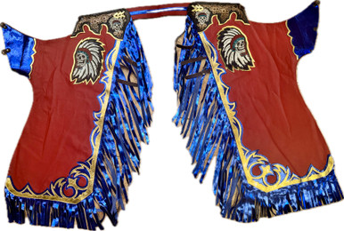 Red/Purple/Gold Skeleton Chief Bull Riding Chaps