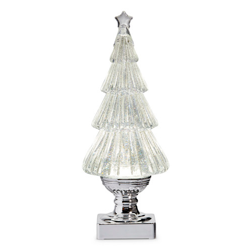 Lighted Flat Tree with Silver Swirling Glitter - Garden Cottage