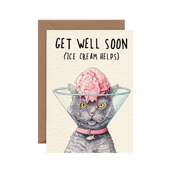 Get Well Soon Cat Card - 5" x 7" - Garden Cottage