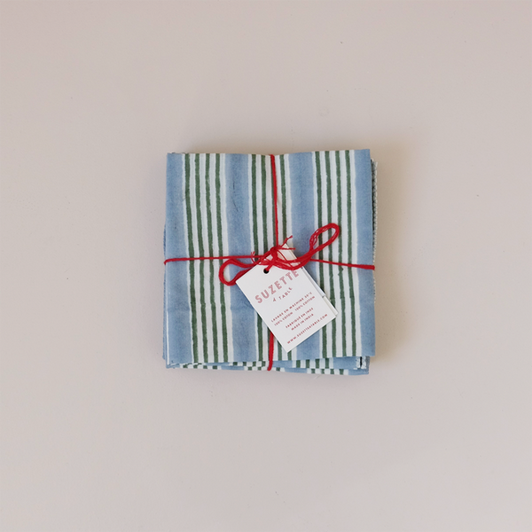 Alice Ciel/Kaki Napkins, Set of 4 - Garden Cottage