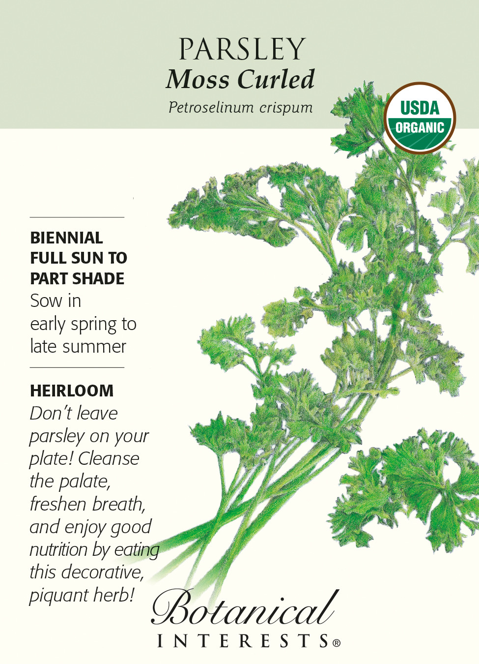 Organic Moss Curled Parsley Seeds - 1 gram - Hirt's Gardens