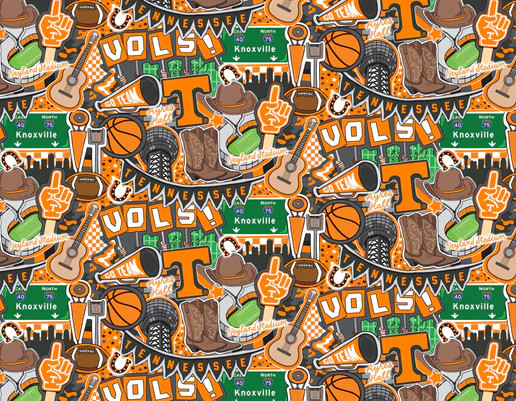 Official Licensed University of Tennessee Doodle Cotton Fabric - Ben ...