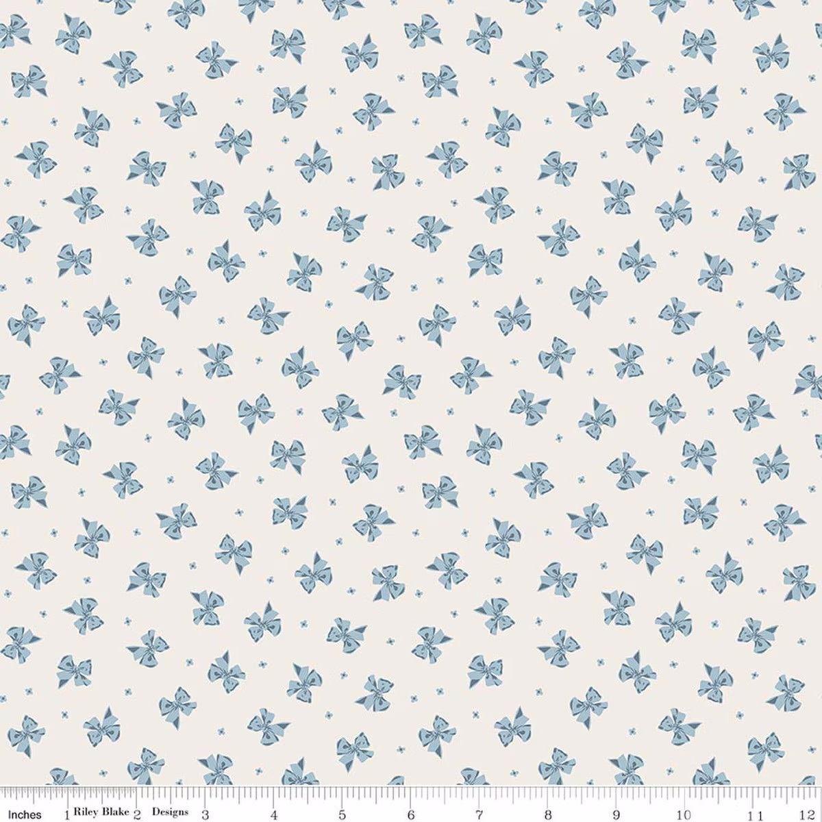 Rosewood Cream Tiny Blue Ribbons Cotton Fabric - Ben Franklin Online