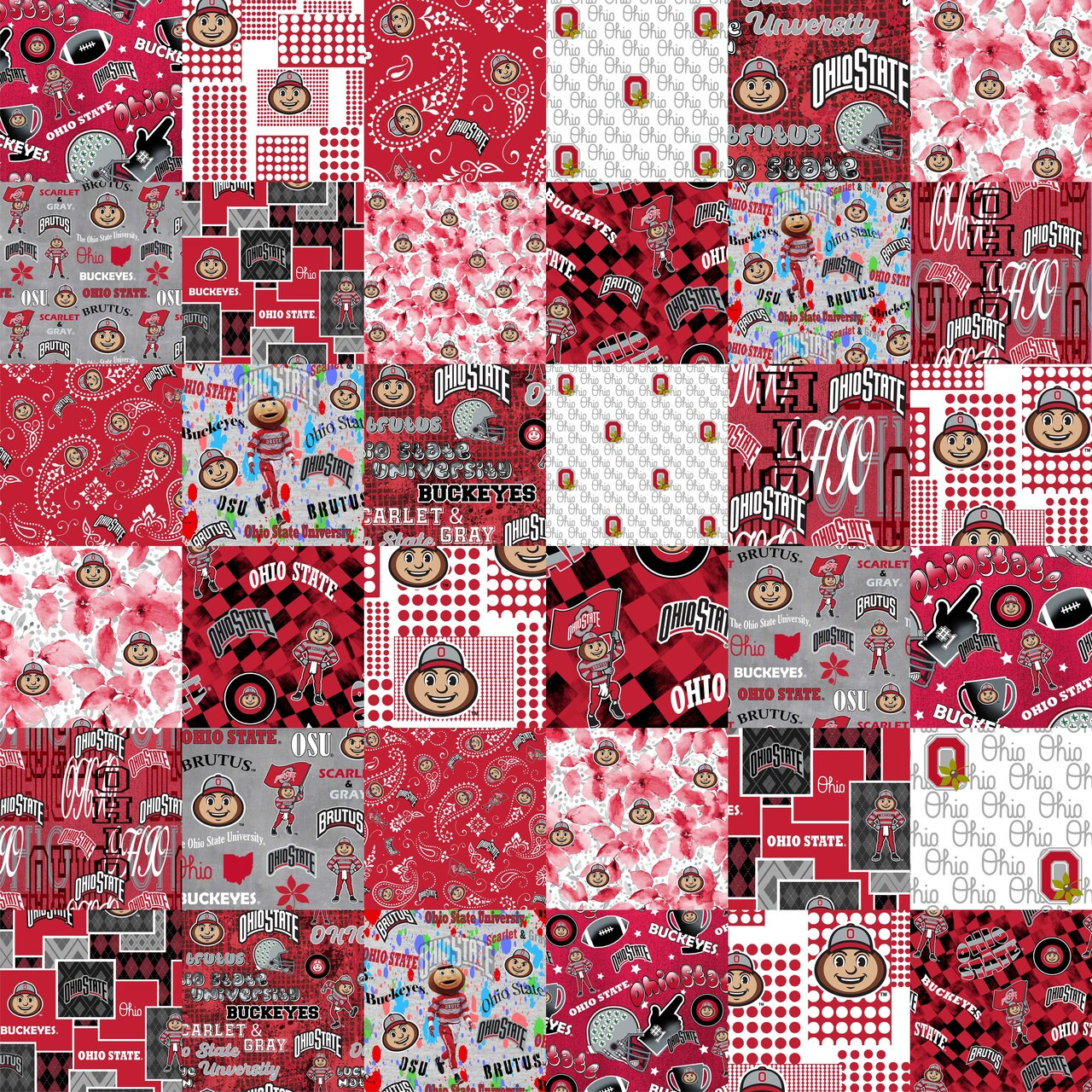 Ohio State University Buckeyes Cheater Quilt Fabric - Ben Franklin Online