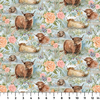 Highland Cow and Rose Floral Watercolor Print by Susan Winget *Temp ...