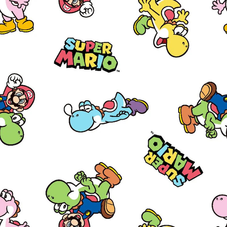 OFFICIALLY LICENSED Nintendo® Super Mario Bros. Mario & Yoshi Fabric ...