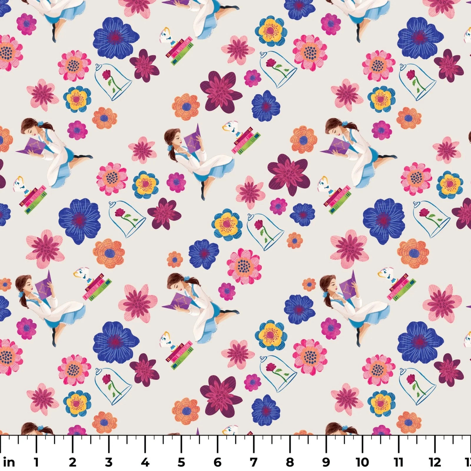 OFFICIALLY LICENSED Disney Princess Belle Pages Among Petals Fabric ...
