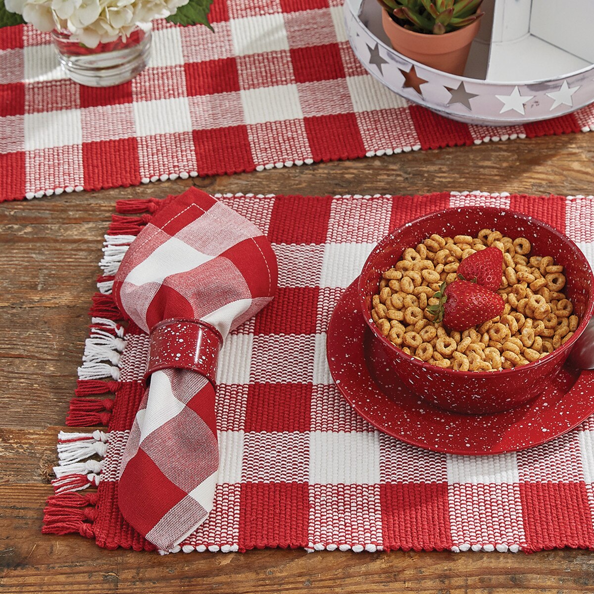 Wicklow Check Napkin - Red&Cream - Ben Franklin Online