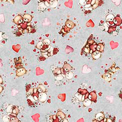 Hearts & Hugs Gray Bears & Hearts Cotton Fabric - Ben Franklin Online