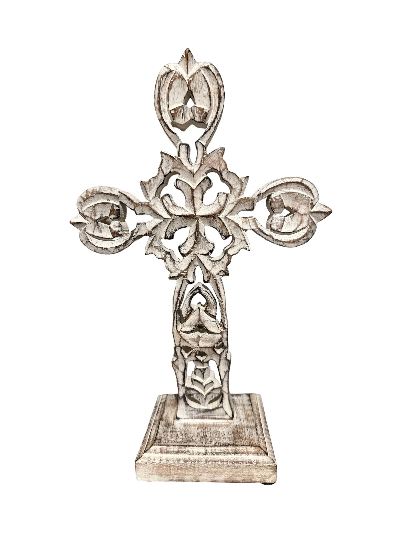 Whitewashed Tabletop Wooden Cross - Ben Franklin Online