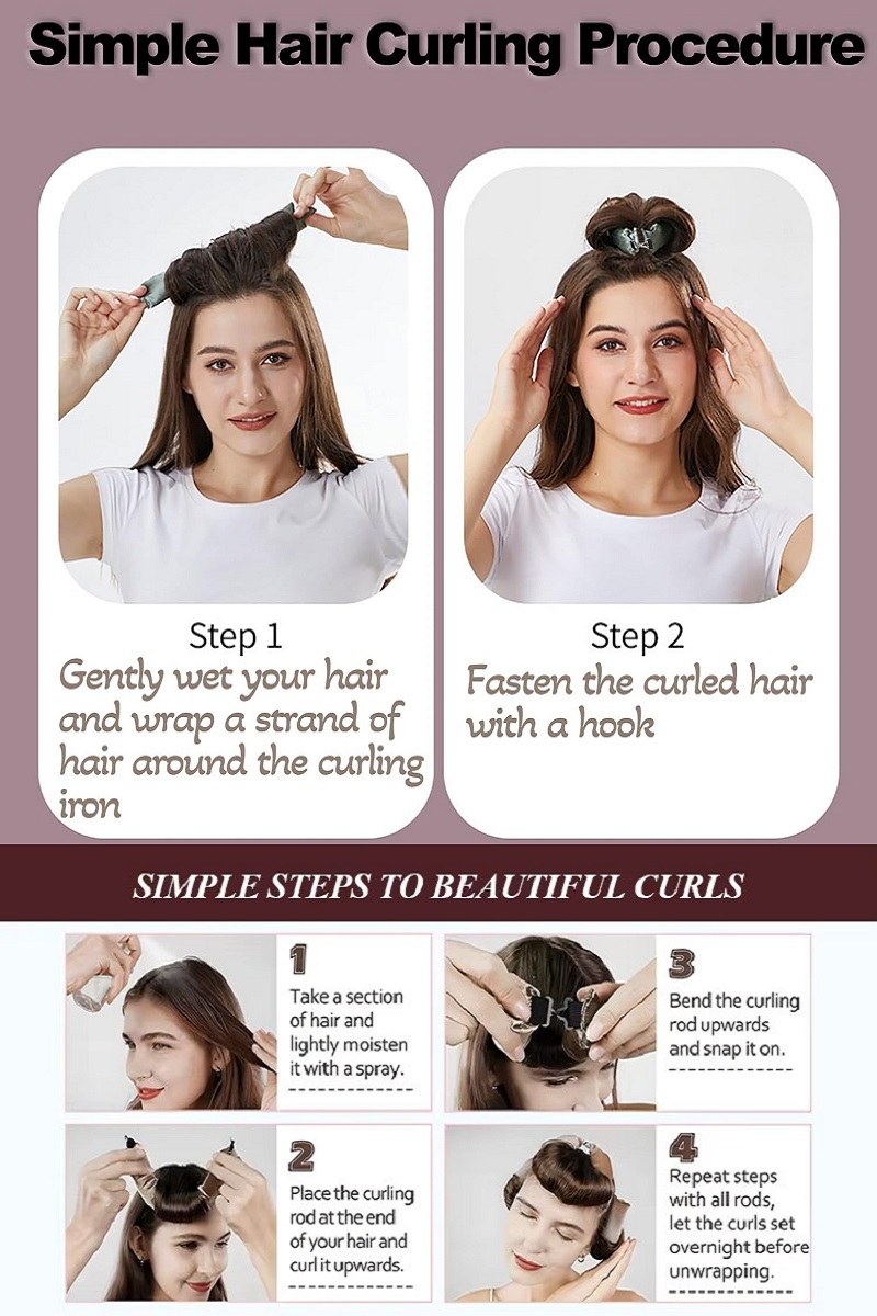 *Viral* Heatless Velvet Curler Curling Flexi Rods - Pack of 4 - Ben ...