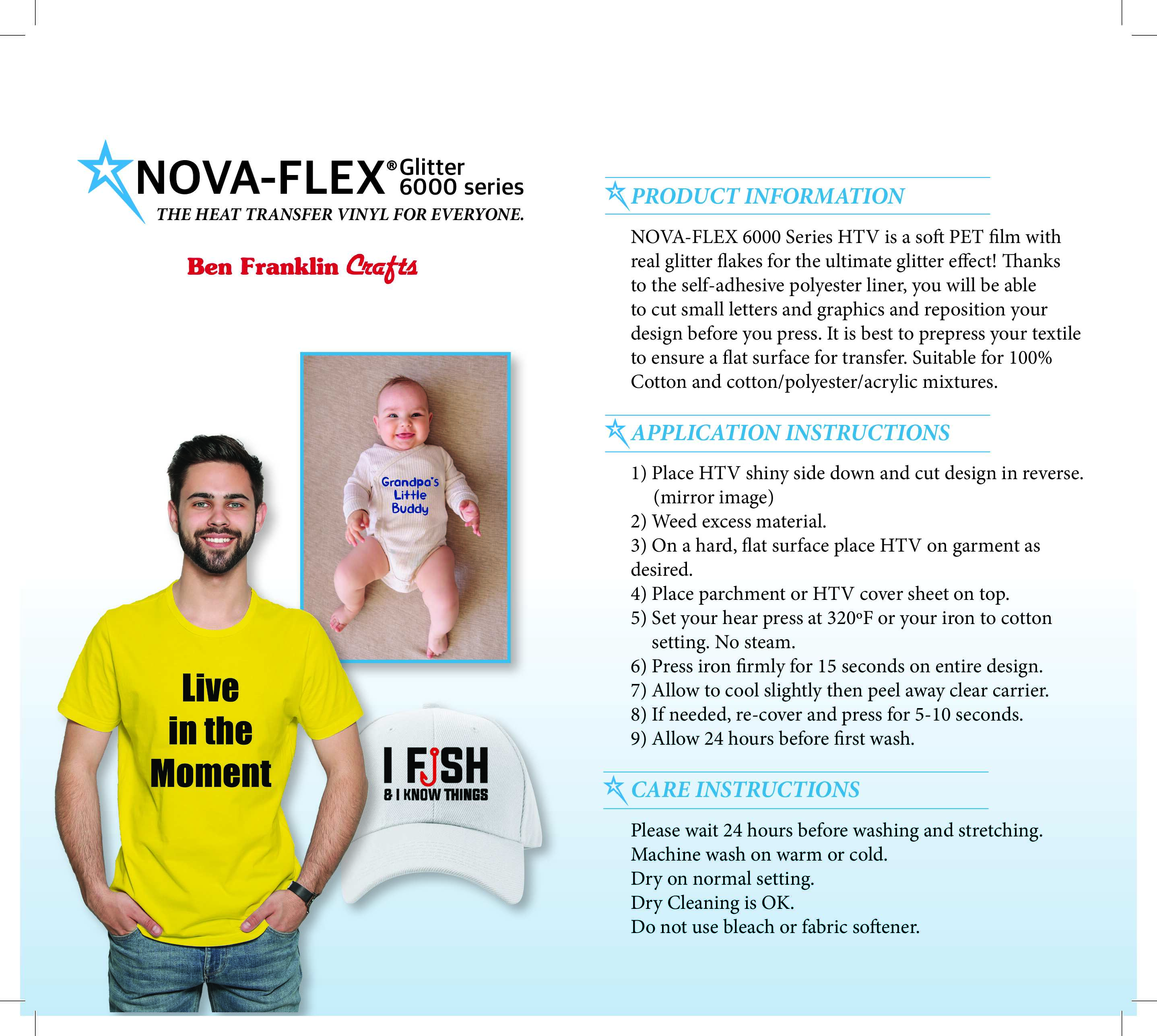 Nova-Flex Glitter 6000 Series Application and Care Instructions