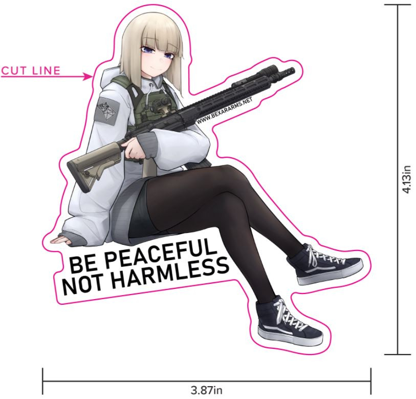 Be Peaceful Not Harmless Sticker - Bexar Arms