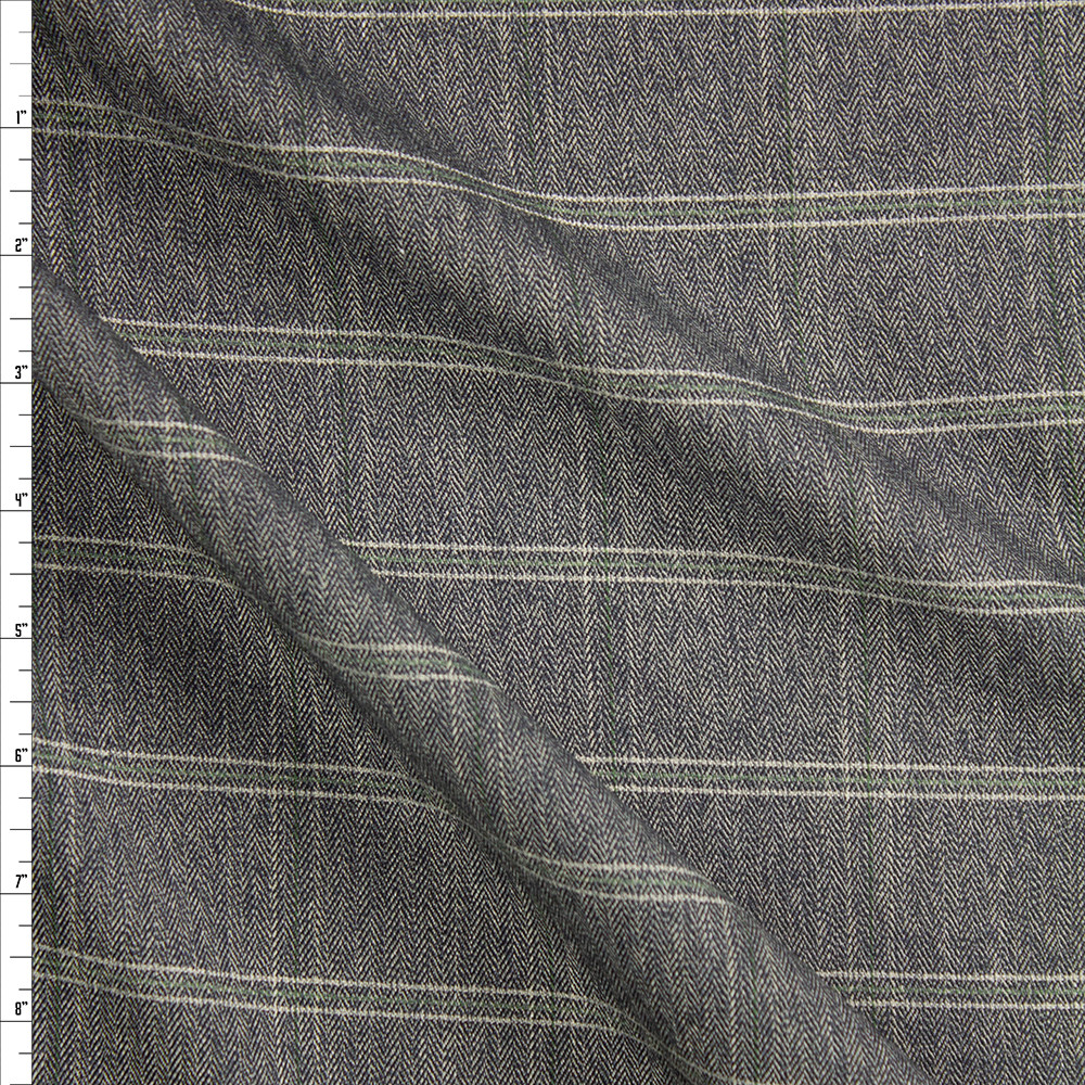 Cali Fabrics Grey, White, and Slate Plaid Stretch Suiting Fabric by the ...