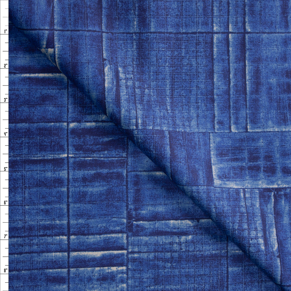 Cali Fabrics Deep Blue Grid Tiles Designer Cotton Shirting from ‘Tori ...
